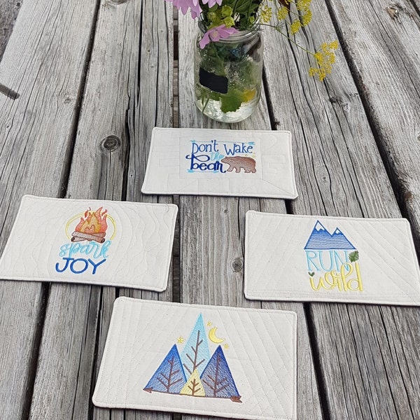 Embroidered Mug Rug - Etsy