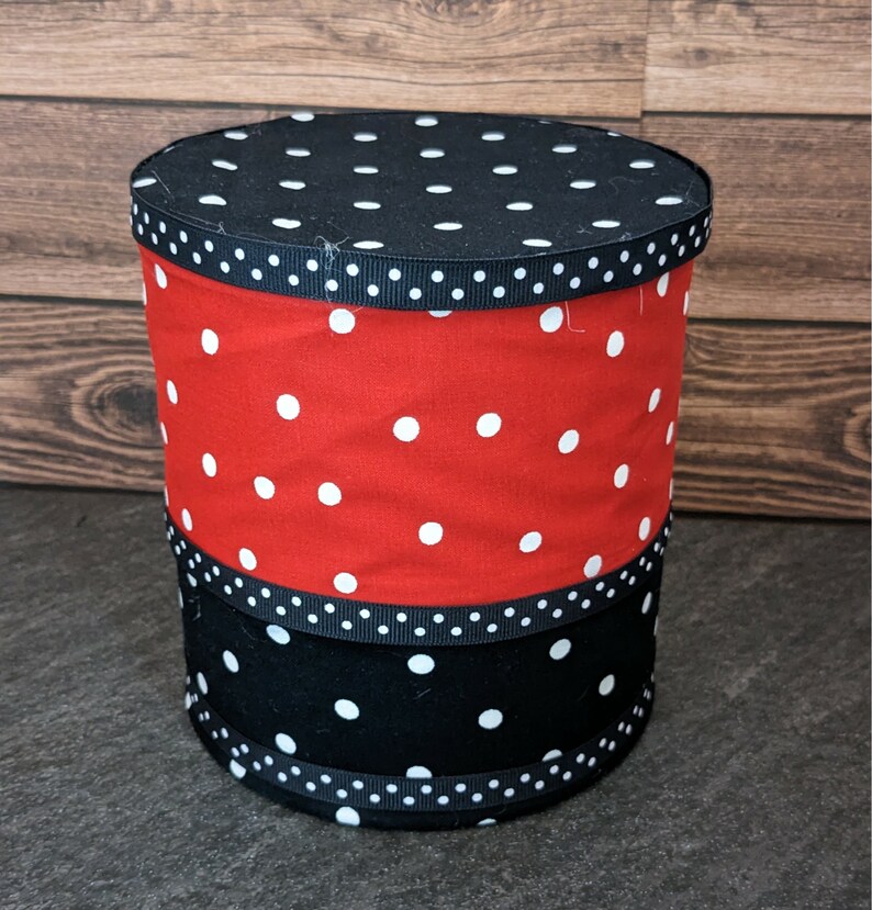 Red & Black Polka Dots Storage Can - Multipurpose Fabric Decorated Cans ...