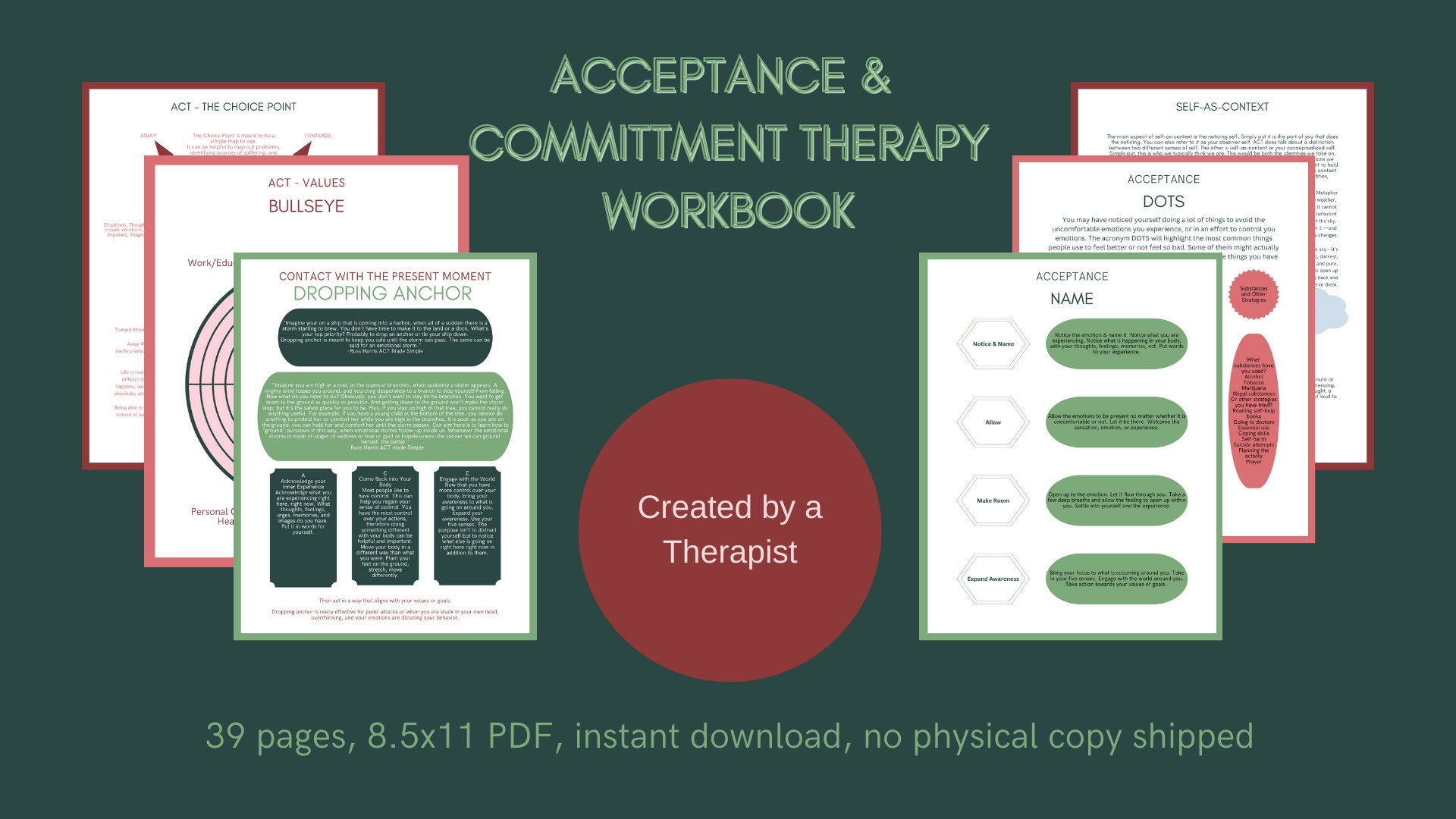 ACT Bundle Therapy Worksheets Acceptance & Commitment - Etsy