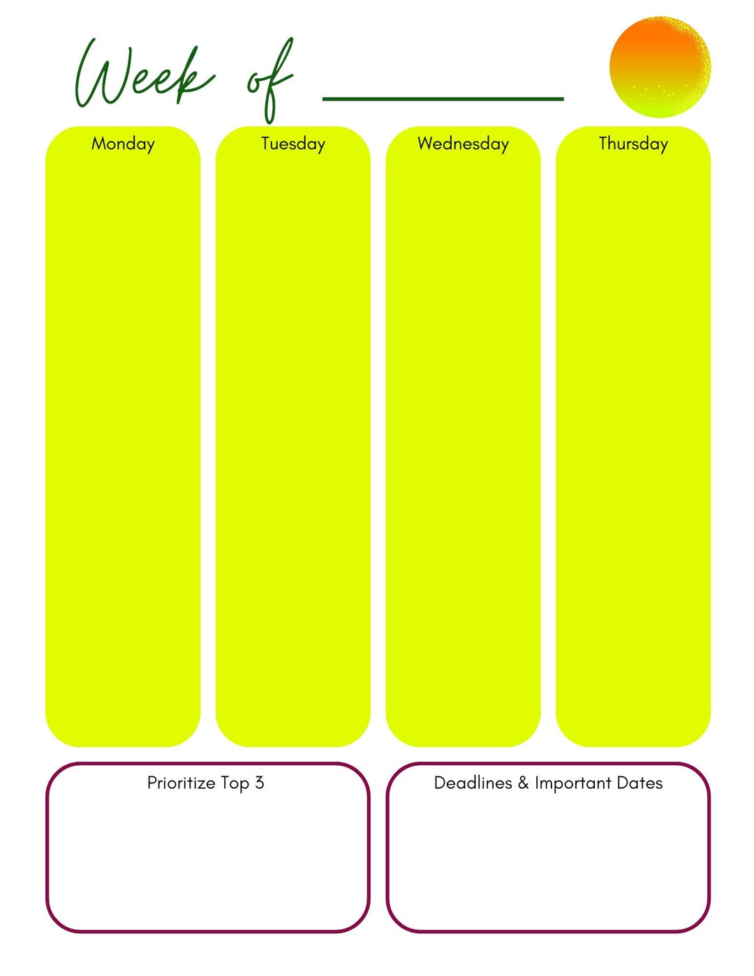 Daily & Weekly Vertical Planner Printable, Desert Themed, Colorful ...