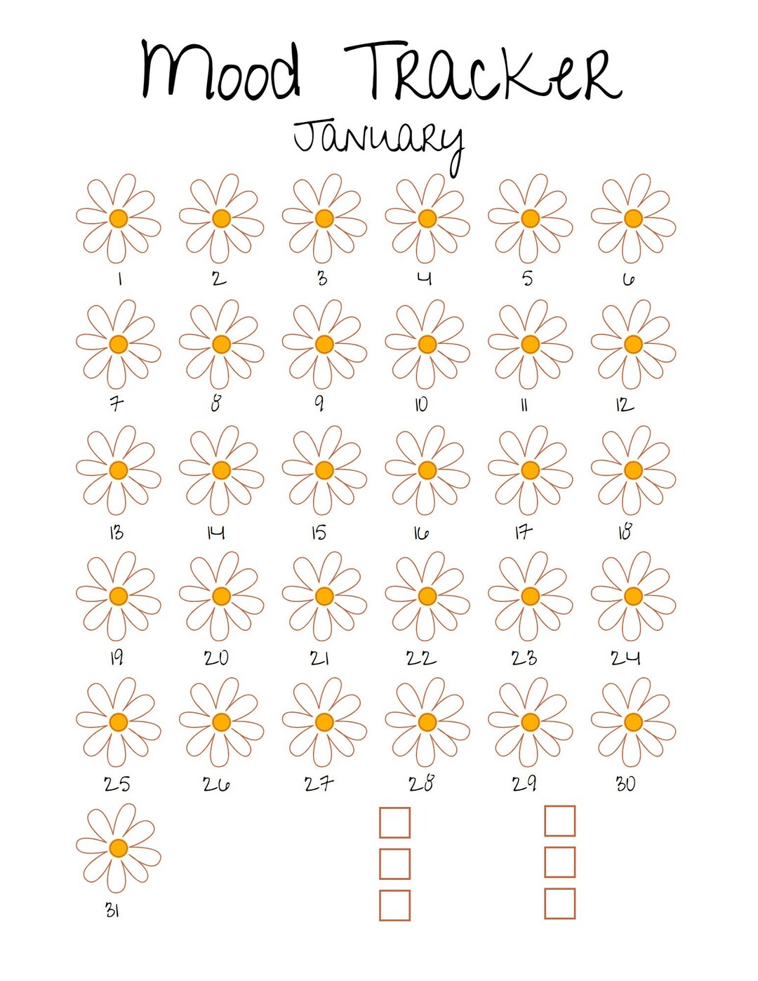 Mood Tracker Flowers, Bullet Journal, Tracking Your Moods, Agenda - Etsy