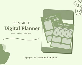 Lime Green Digital Daily Planner Printable - Etsy
