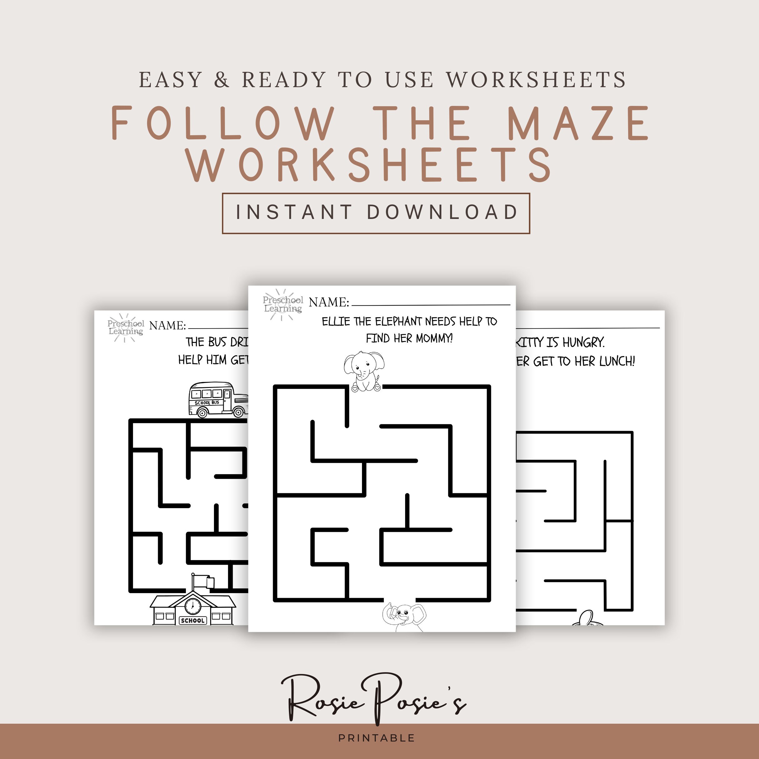 Maze Worksheets, Homeschool, Classroom, Learning Sheets, Fine Motor ...