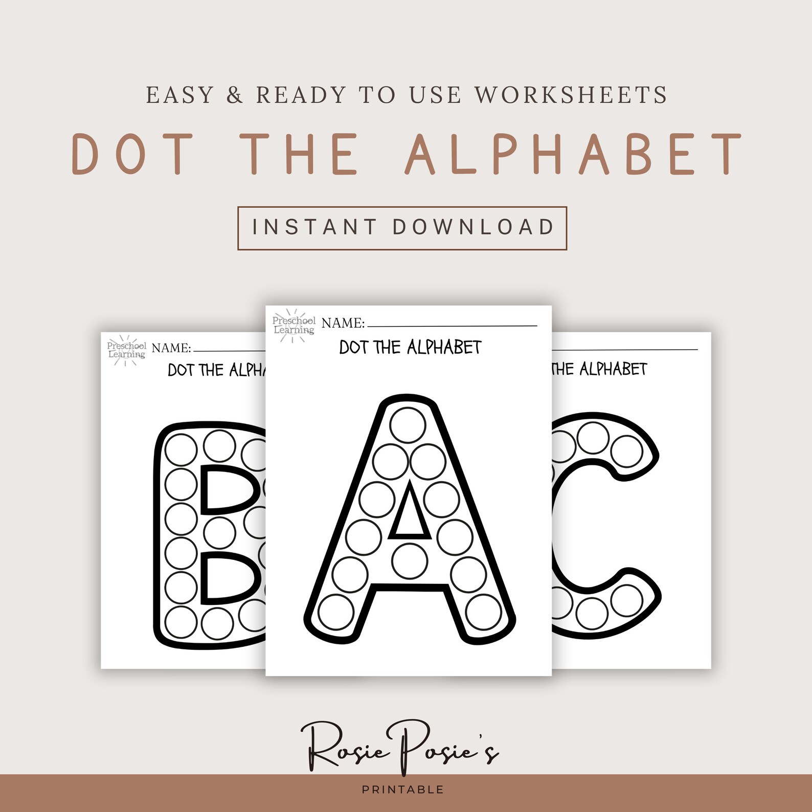 Dot the Alphabet, Worksheets, Homeschool, Classroom, Learning, Abcs - Etsy
