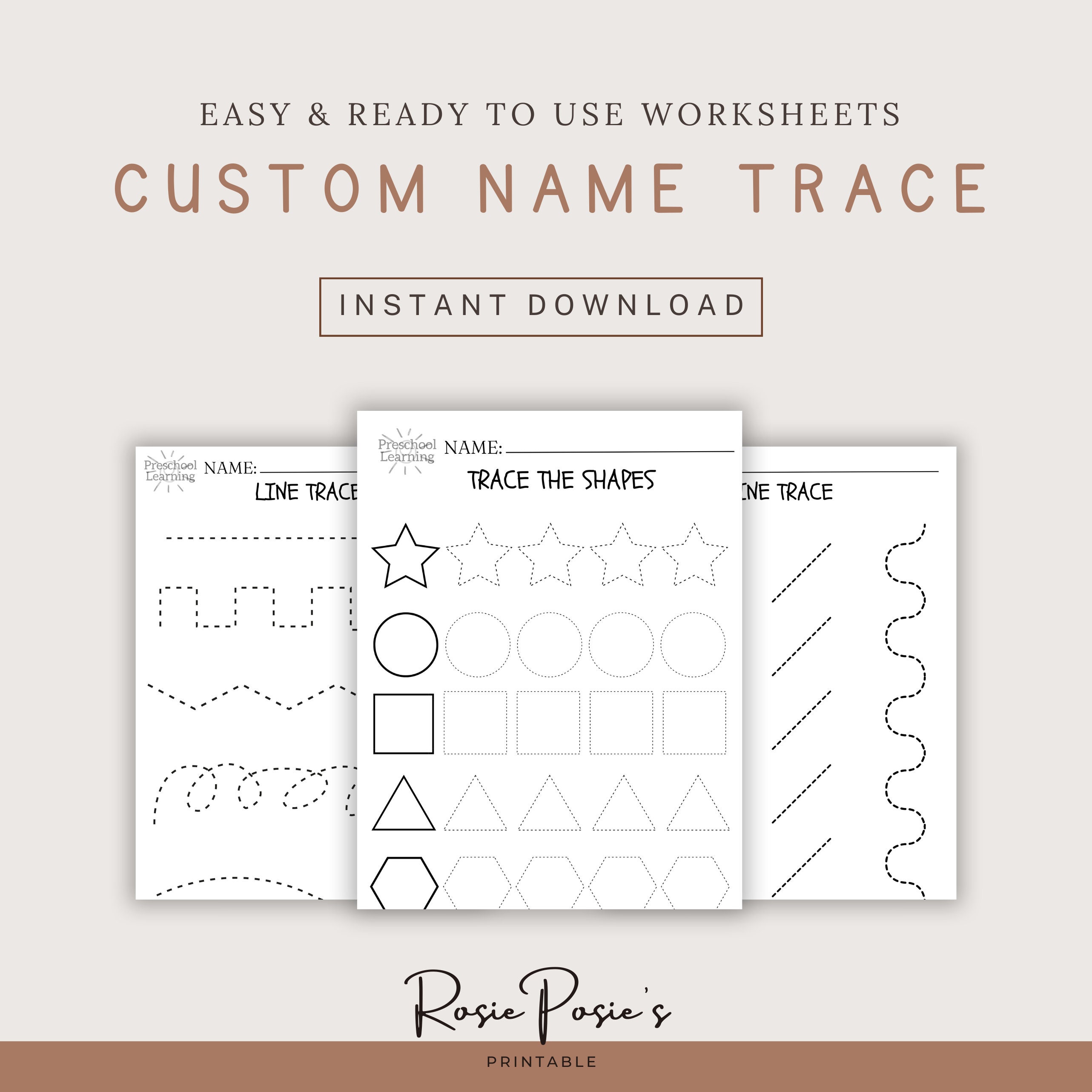 Line Tracing Worksheets, Alphabet, Numbers, Lines, Shapes, Homeschool ...