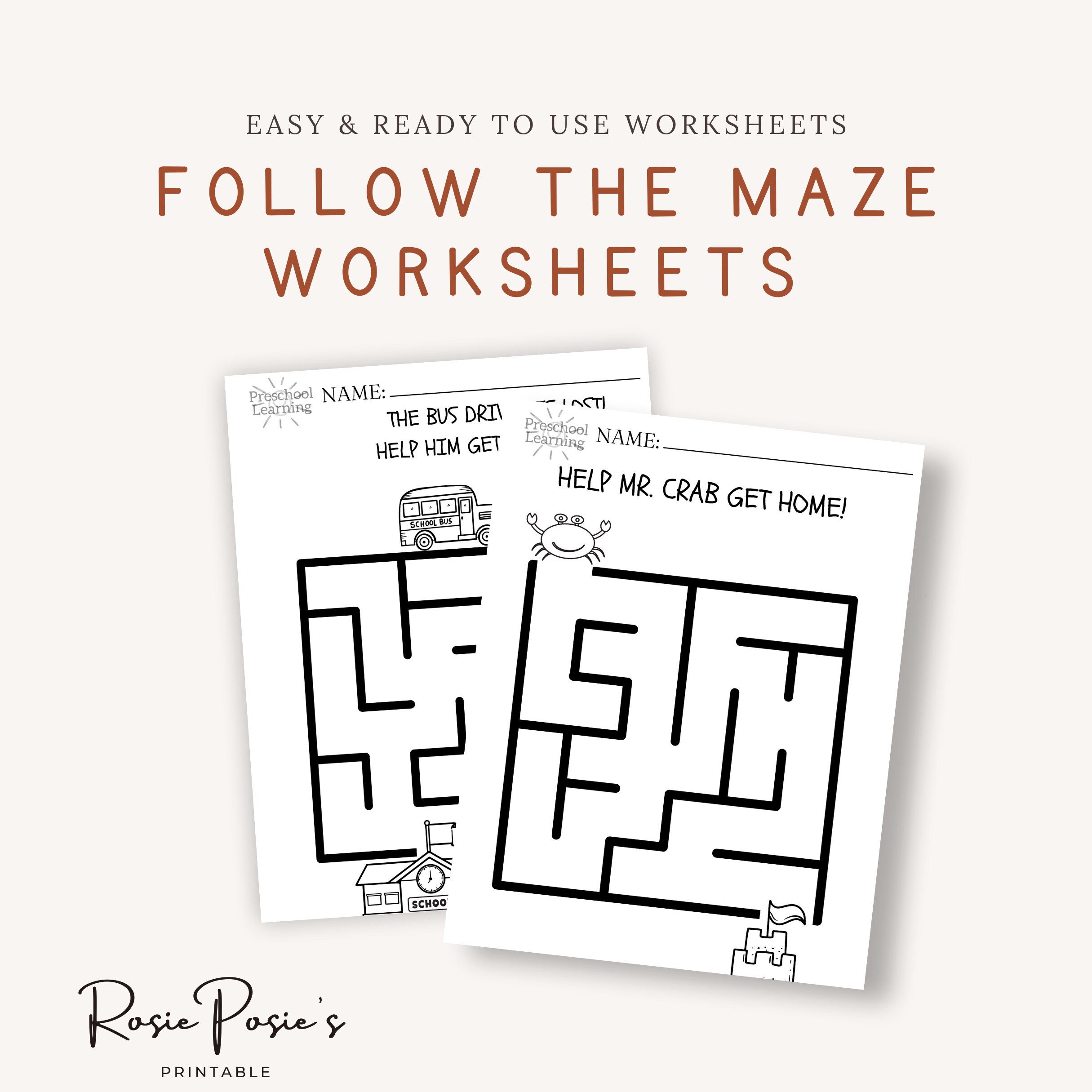 Maze Worksheets, Homeschool, Classroom, Learning Sheets, Fine Motor ...