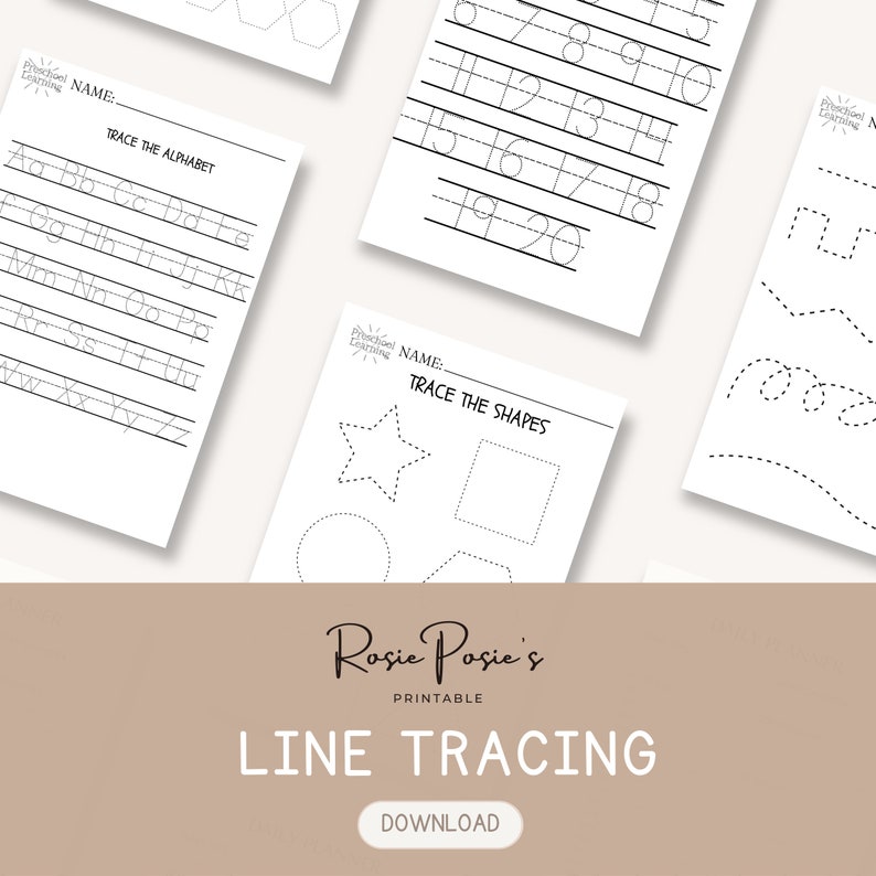 Line Tracing Worksheets, Alphabet, Numbers, Lines, Shapes, Homeschool ...