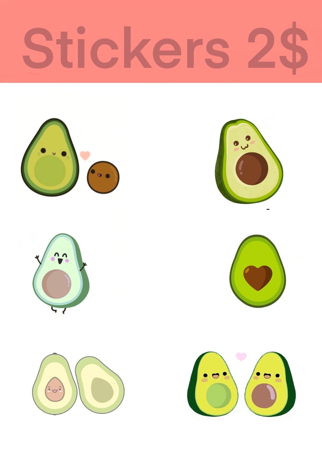 DIGITAL STICKERS AVACADO - Etsy