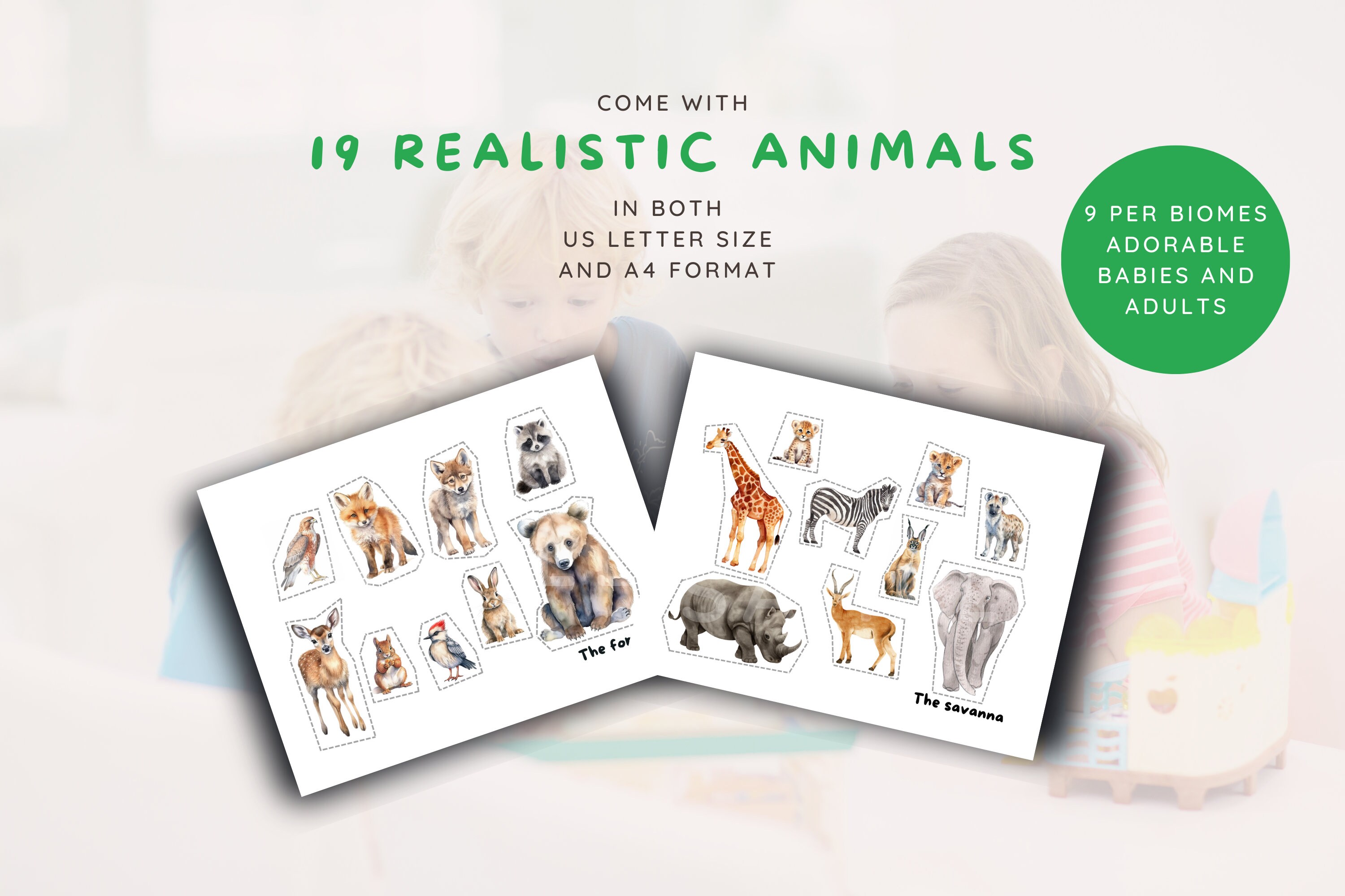 Animal Habitat Game, Matching Game for Toddlers, Forest and Savanna ...