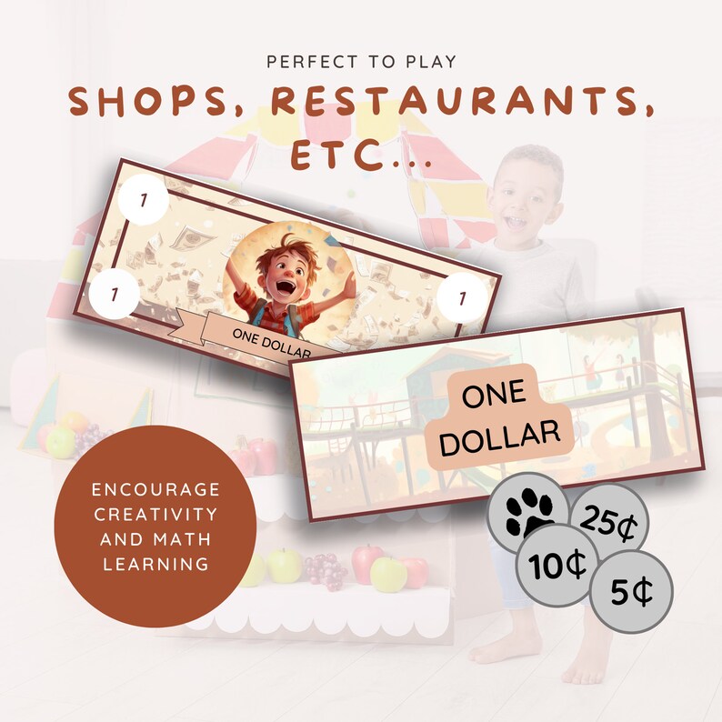 Dramatic Play Money Set, Teaching Math and Encourage Creativity - Etsy