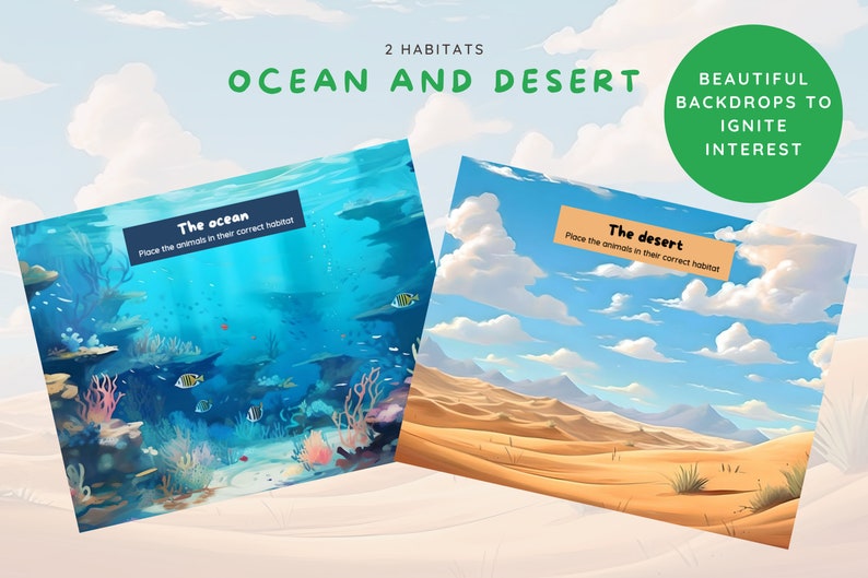 Animal Habitat Game, Matching Game for Toddlers, Ocean and Desert Biome ...