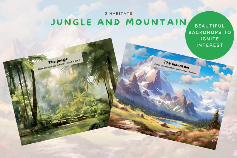 Animal Habitat Game, Matching Game for Toddlers, Jungle and Mountain ...
