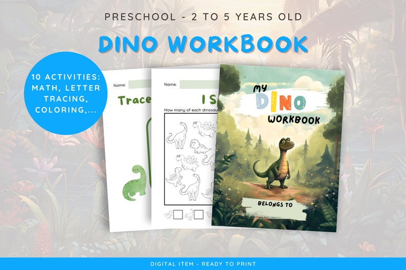 Dinosaur Themed Workbook 10 Educational Activities Including - Etsy