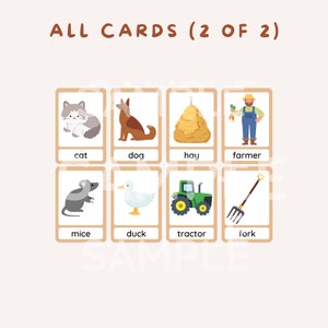 Farm Animals, Engaging Flashcards for Toodlers - Etsy