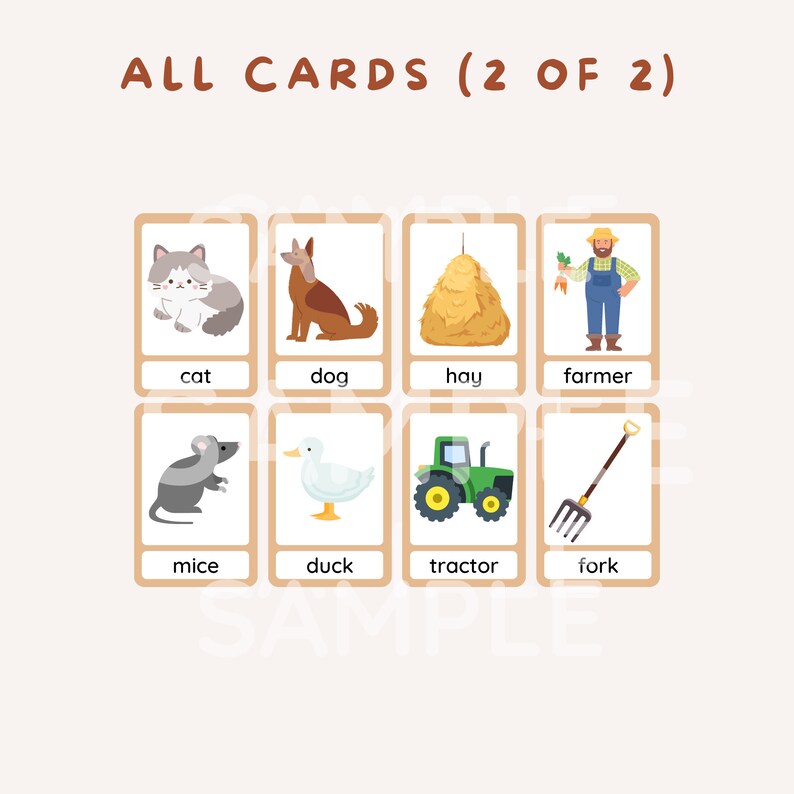 Farm Animals, Engaging Flashcards for Toodlers - Etsy