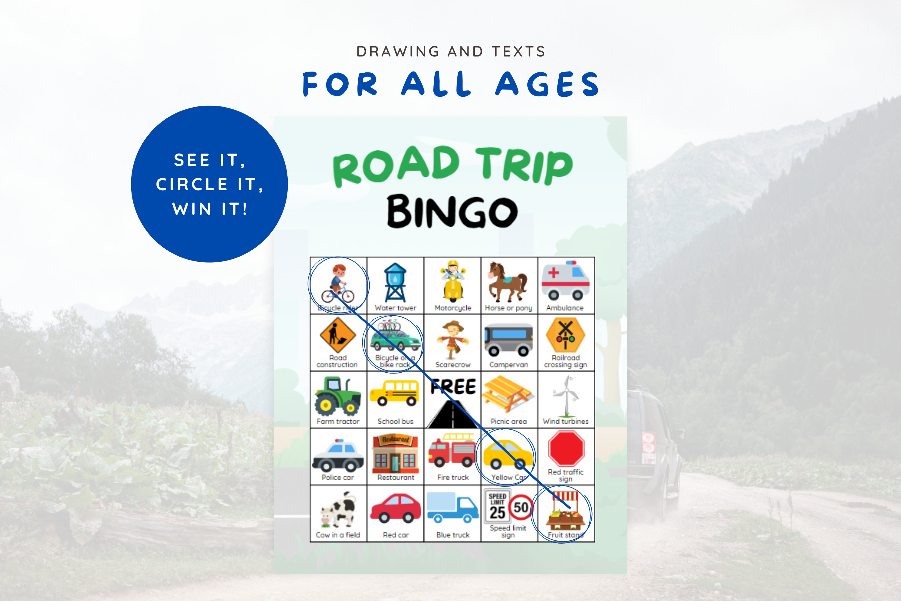 Printable Road Trip Bingo Cards - Set of 10 - Fun and Engaging Travel ...