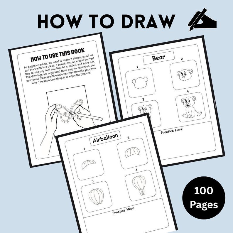 How to Draw Worksheets for Kids, Step-by-step Drawing Practice PDF ...