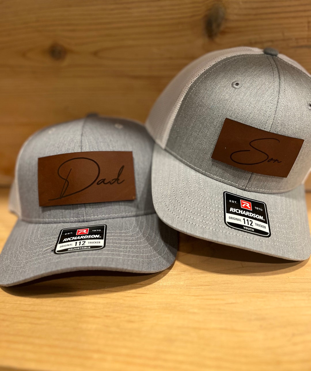 Father and Son Leather Patch Hats - Etsy