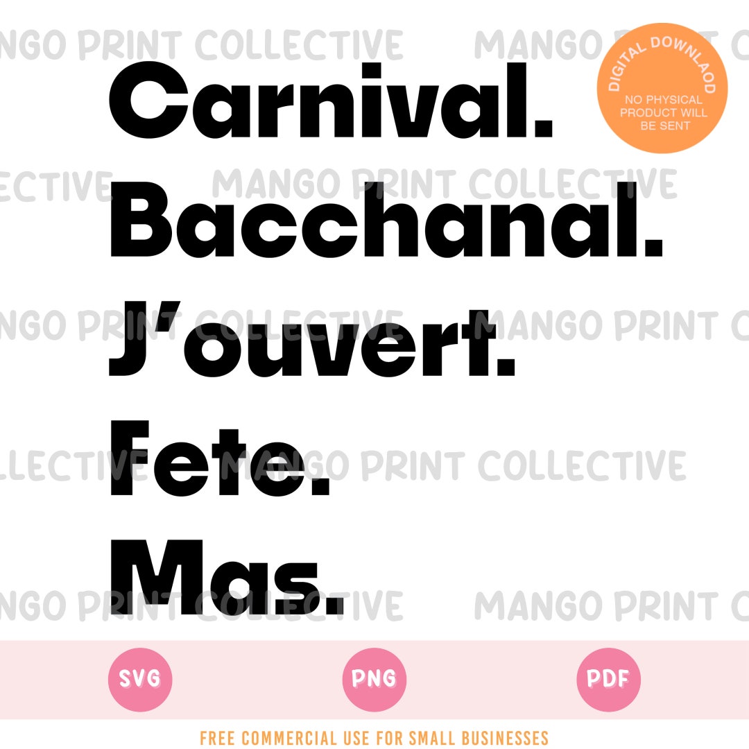 Trinidad and Tobago Carnival Vibes SVG, PNG File for Cricut and ...