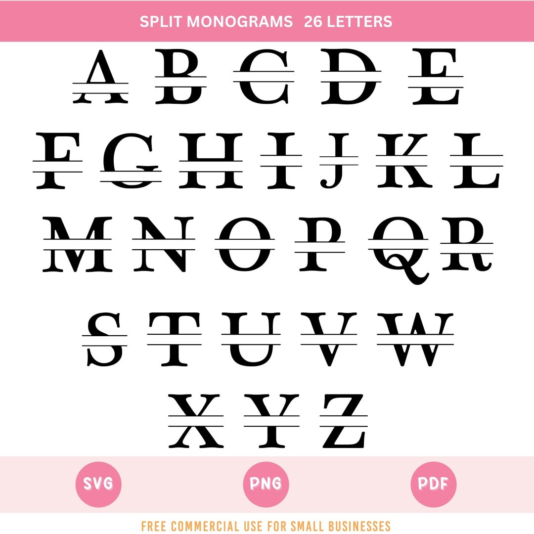 Monogram SVG Bundle, Split Letters Cut Files for Cricut and Silhouette ...