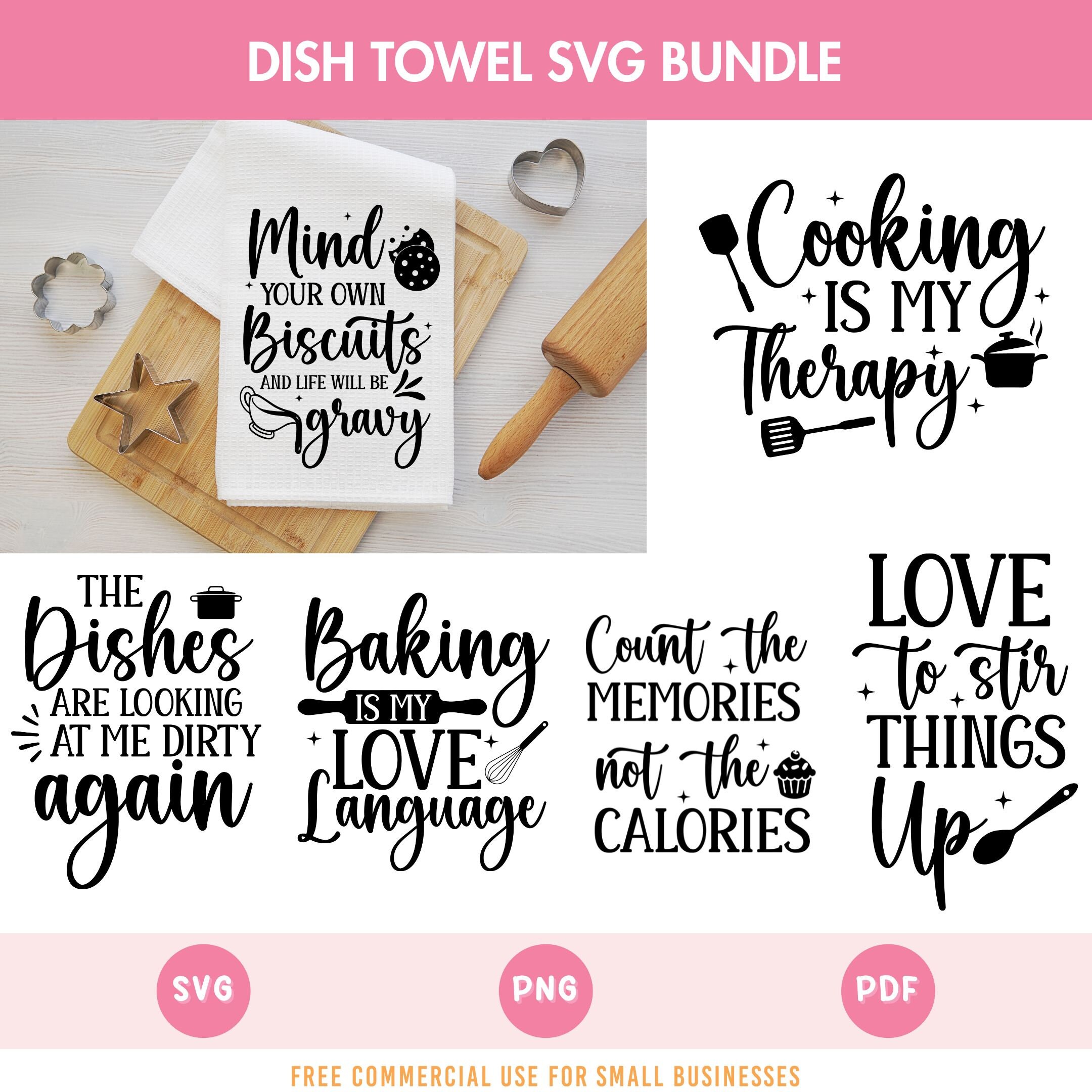 Dish Towel SVG Bundle, Kitchen Svg Bundle, Kitchen Towel Svg, Funny ...
