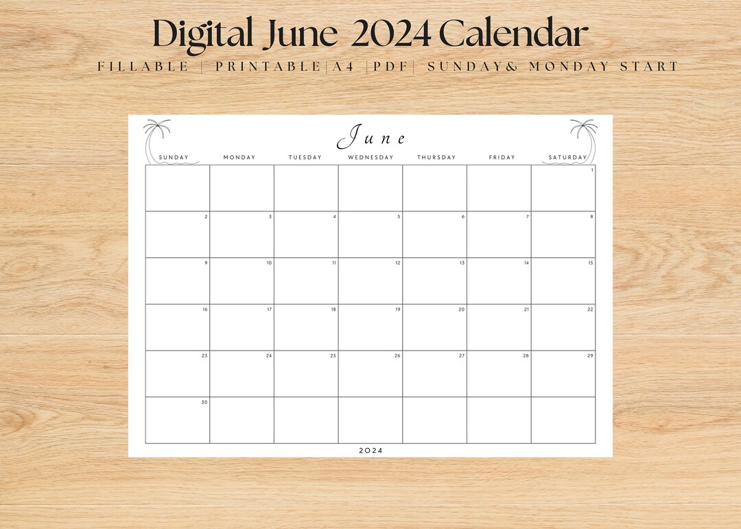 Editable June 2024 Calendar June Calendar Editable Calendar Printable ...