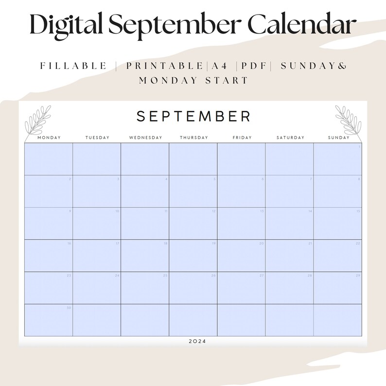 Editable September 2024 Calendar September Calendar Editable Calendar ...