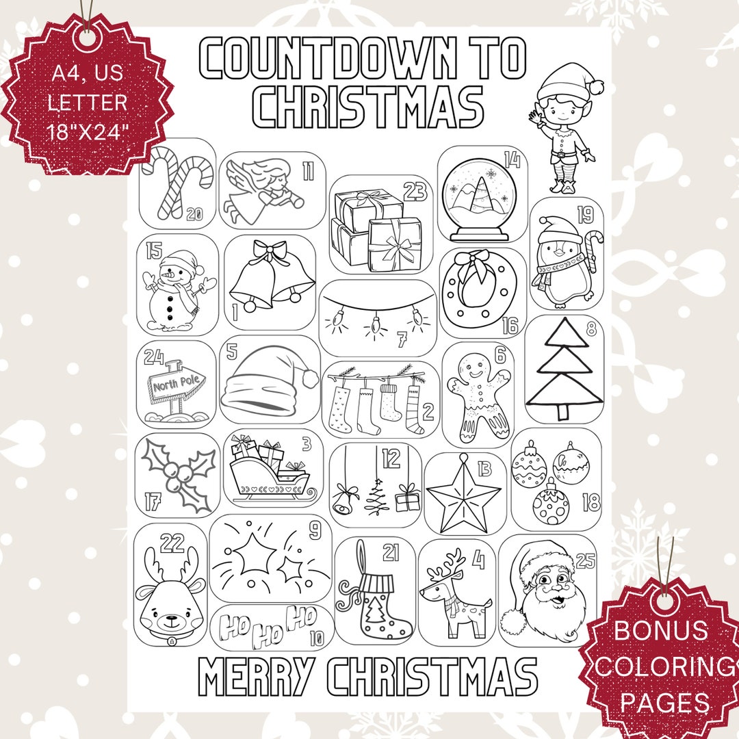 Printable Christmas Countdown | Poster | Advent Calendar | Countdown to ...