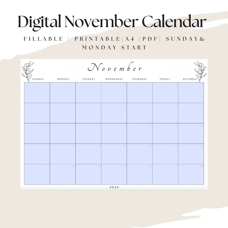 Editable November 2024 Calendar November Calendar Editable Calendar ...