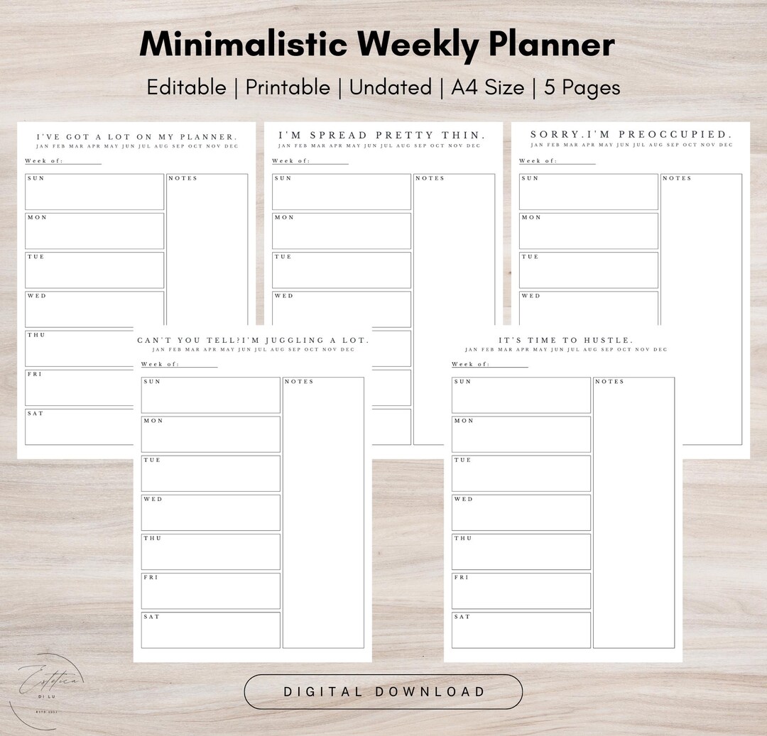 Undated Weekly Planner | Editable Planner | Undated Planner | Weekly ...