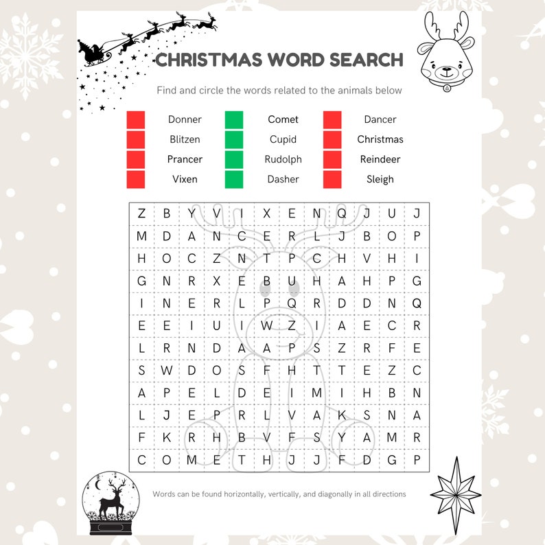 Christmas Word Search | Printable Christmas Word Search | Bonus ...