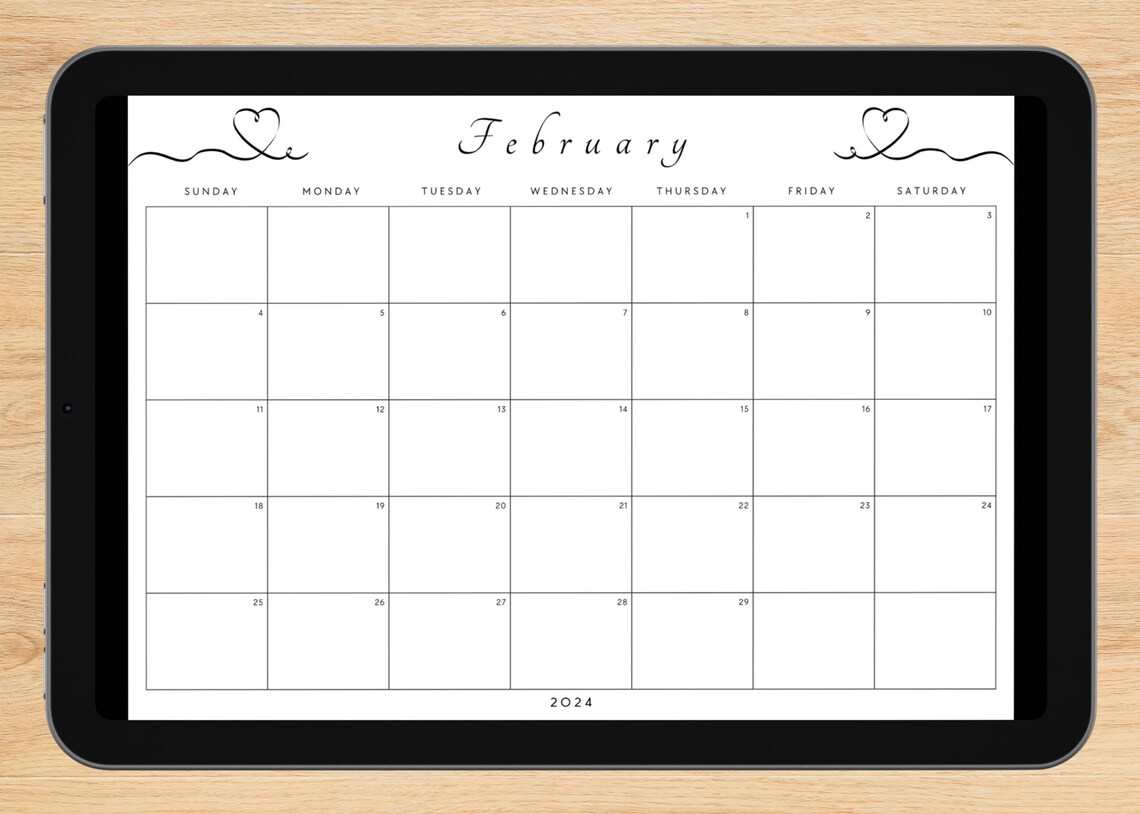 Editable February 2024 Calendar February Calendar Editable Calendar ...