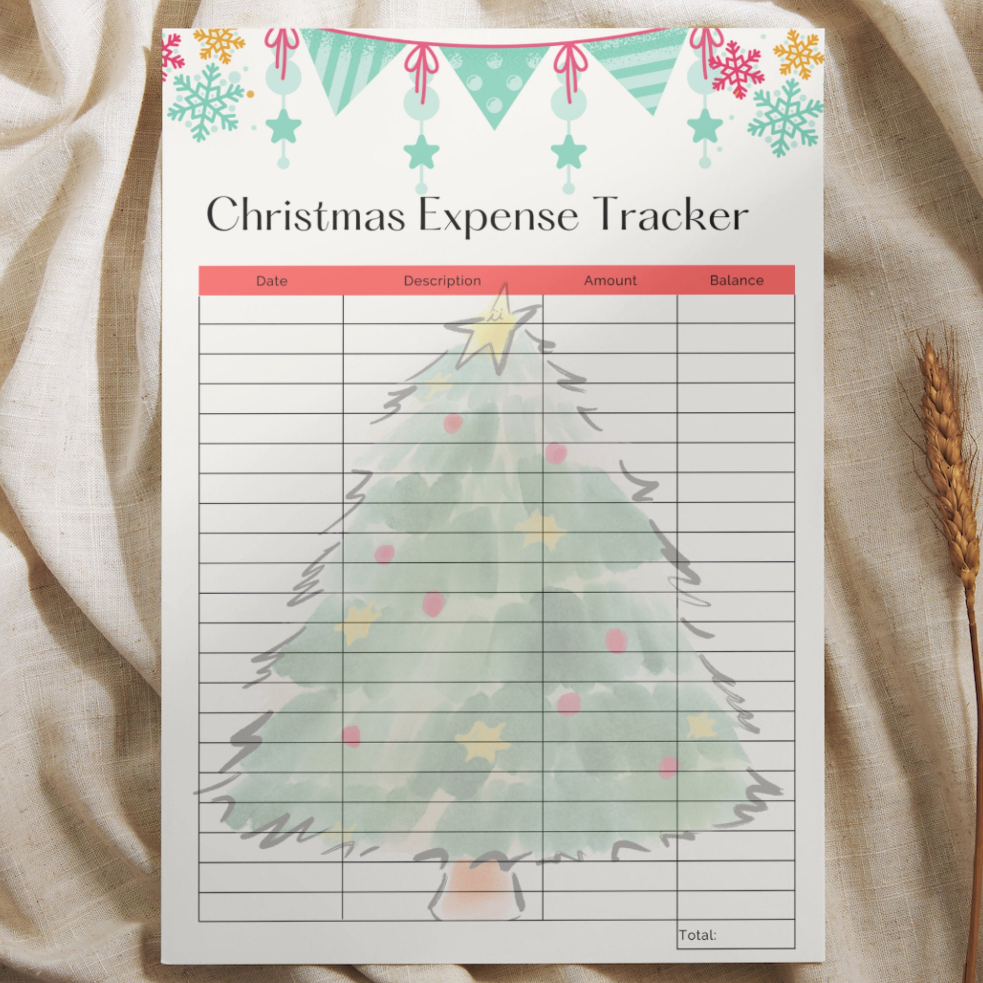 Christmas Expense Tracker: Printable & Fillable PDF (A4, A5, US Letter ...
