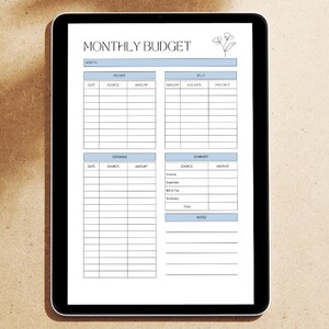 Digital Monthly Incomes, Expenses & Budget Tracker | Printable | A4 ...
