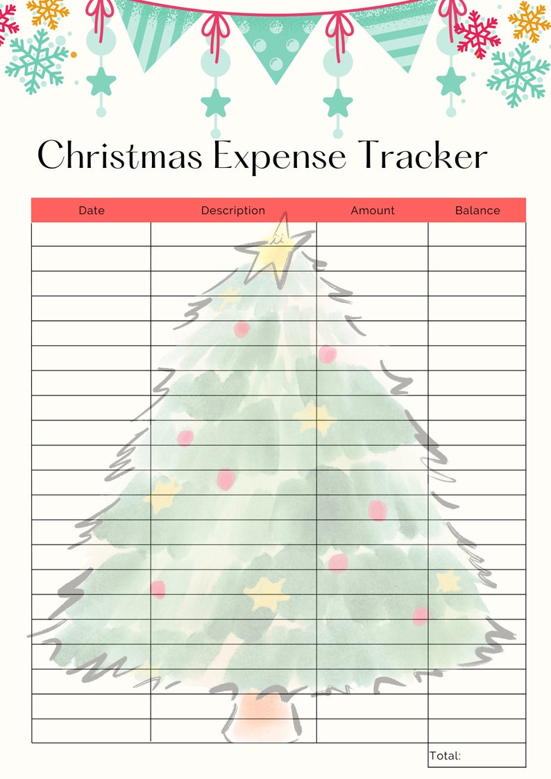 Christmas Expense Tracker: Printable & Fillable PDF (A4, A5, US Letter ...