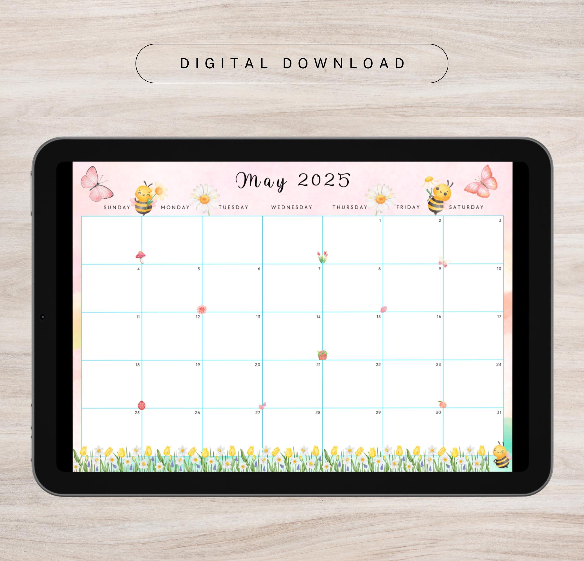 2025 Monthly Calendar Bundle: Themed Printable, Fillable PDF (sunday ...