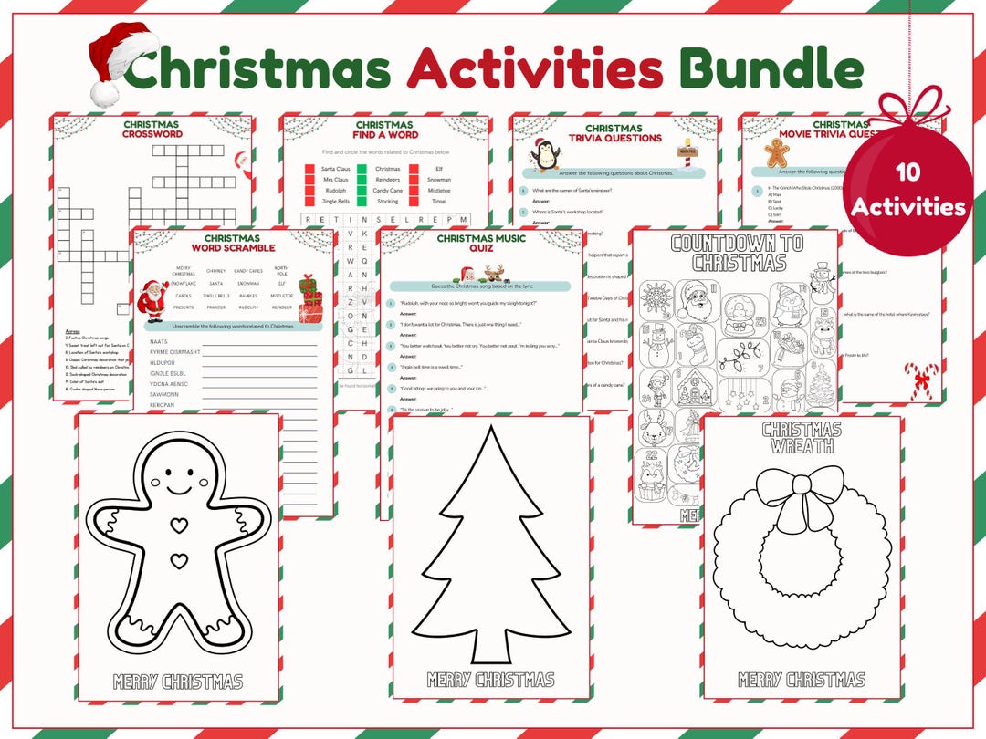 10 Printable Christmas Activities | Christmas Activity Pages ...