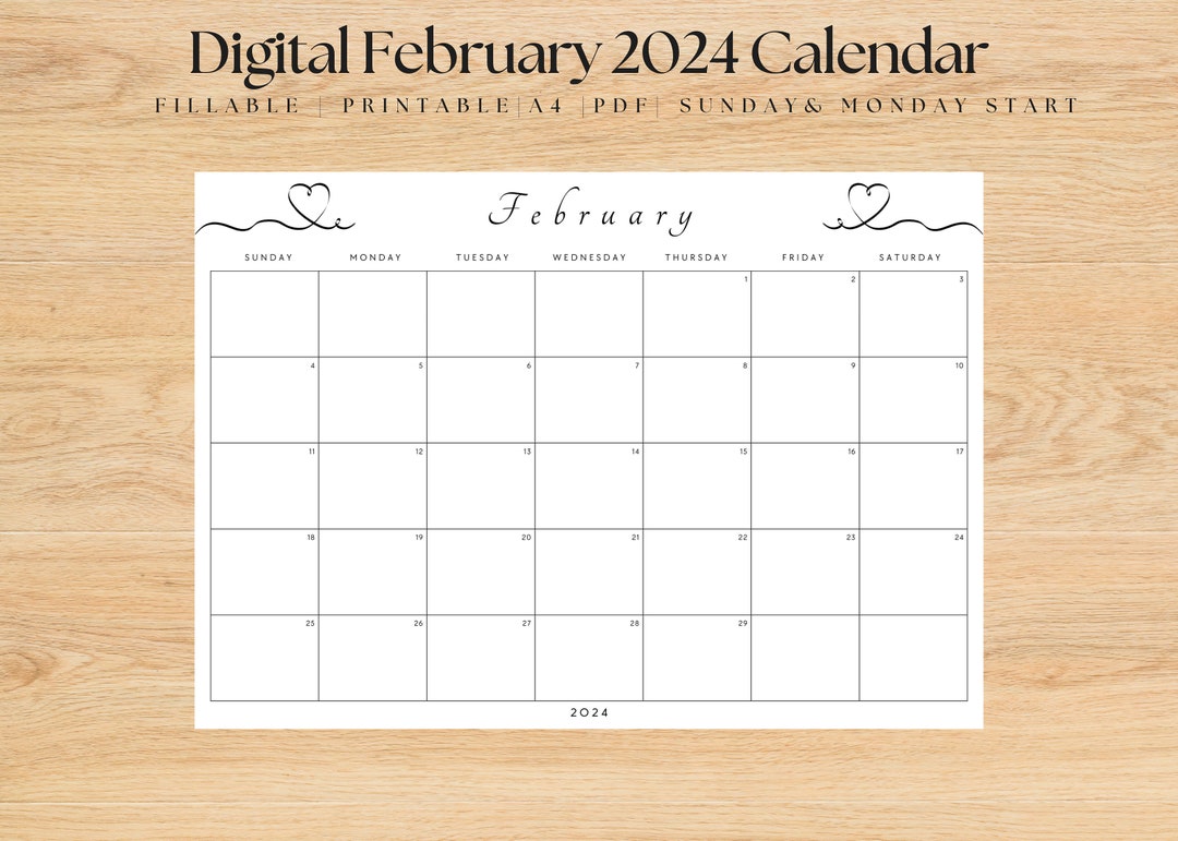 Editable February 2024 Calendar February Calendar Editable Calendar ...