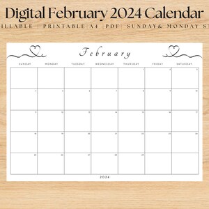 Editable February 2024 Calendar February Calendar Editable Calendar ...