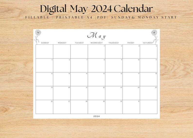 Editable May 2024 Calendar May Calendar Editable Calendar Printable ...