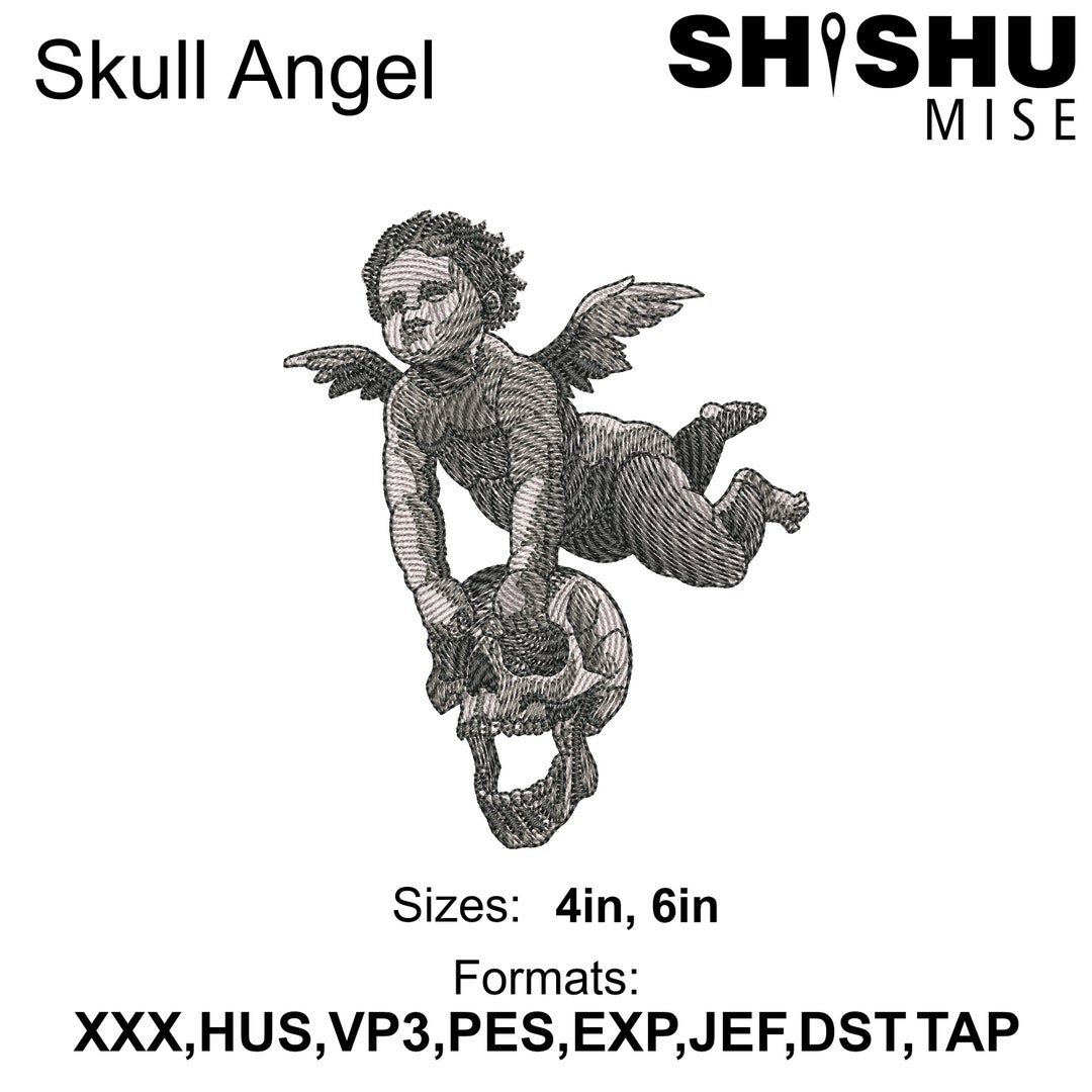 Skull Angel Cupid Inspired Digital Embroidery File for Embroidery ...