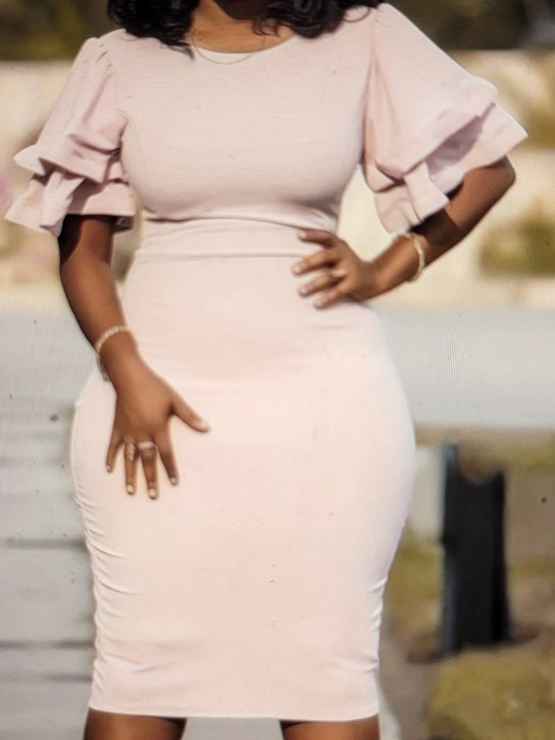 Plus Size Ruffle Trim Bodycon Dress 2XL - Etsy