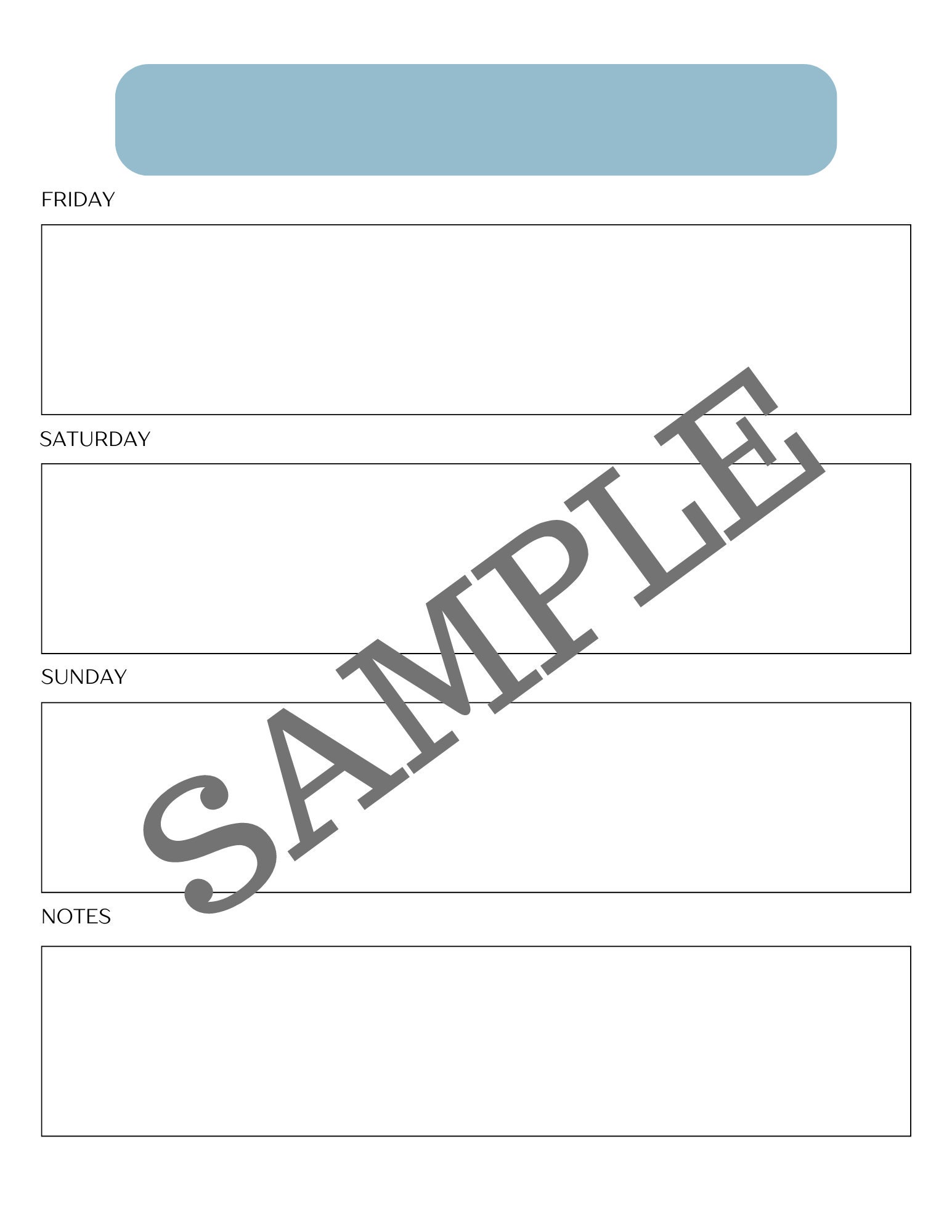 Blue Weekly Planner Template, Simple, Adhd-friendly, Customizable ...