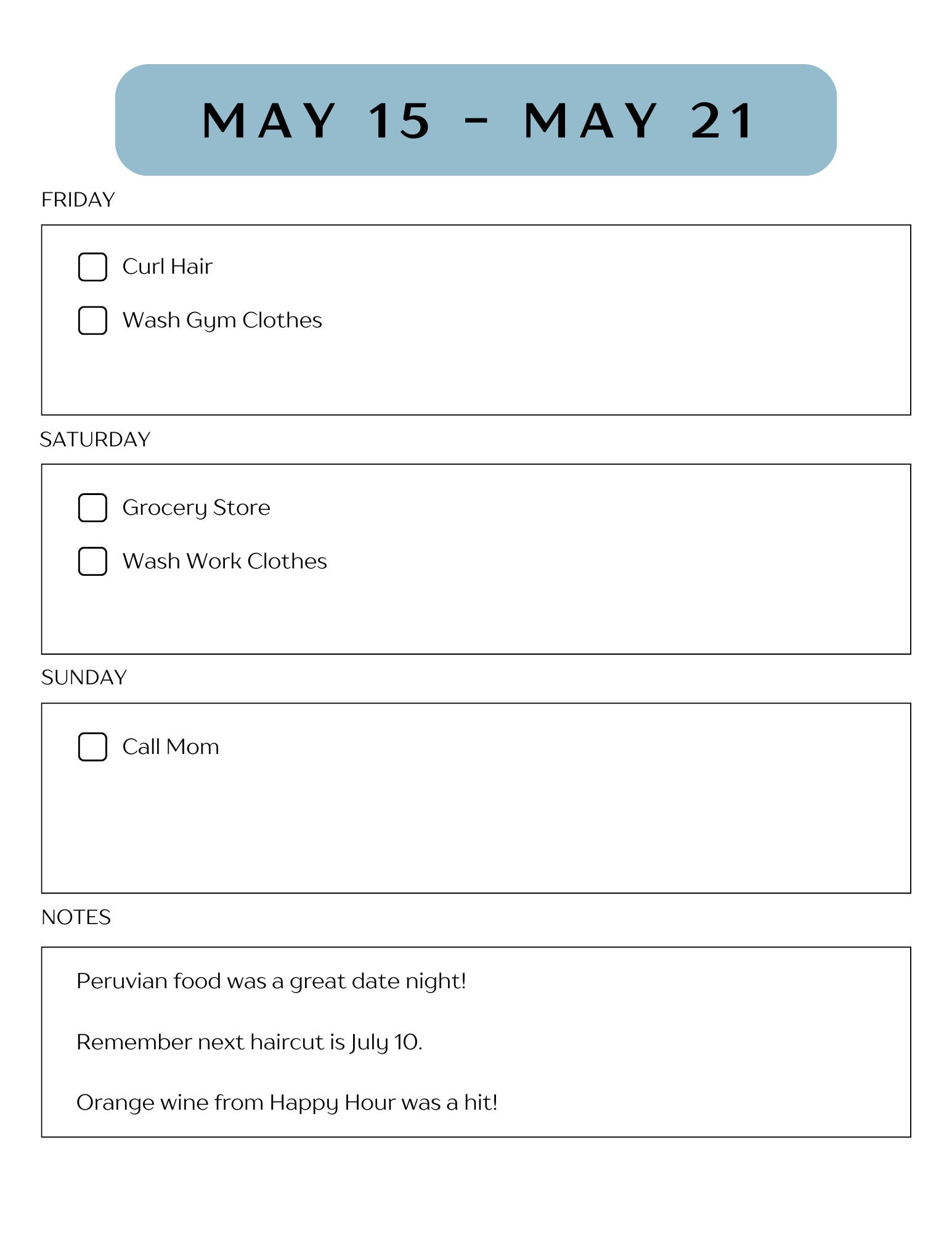 Blue Weekly Planner Template, Simple, Adhd-friendly, Customizable ...