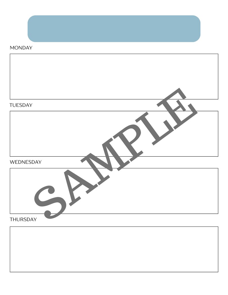Blue Weekly Planner Template, Simple, Adhd-friendly, Customizable ...