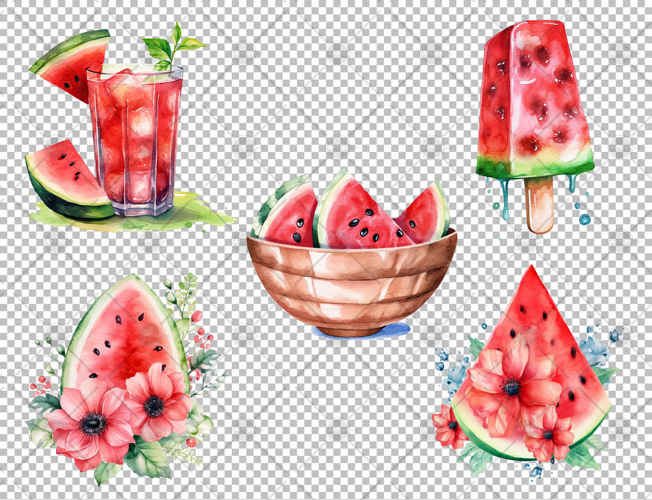 Watercolor Watermelon Clipart - PNG Format Transparent Background ...