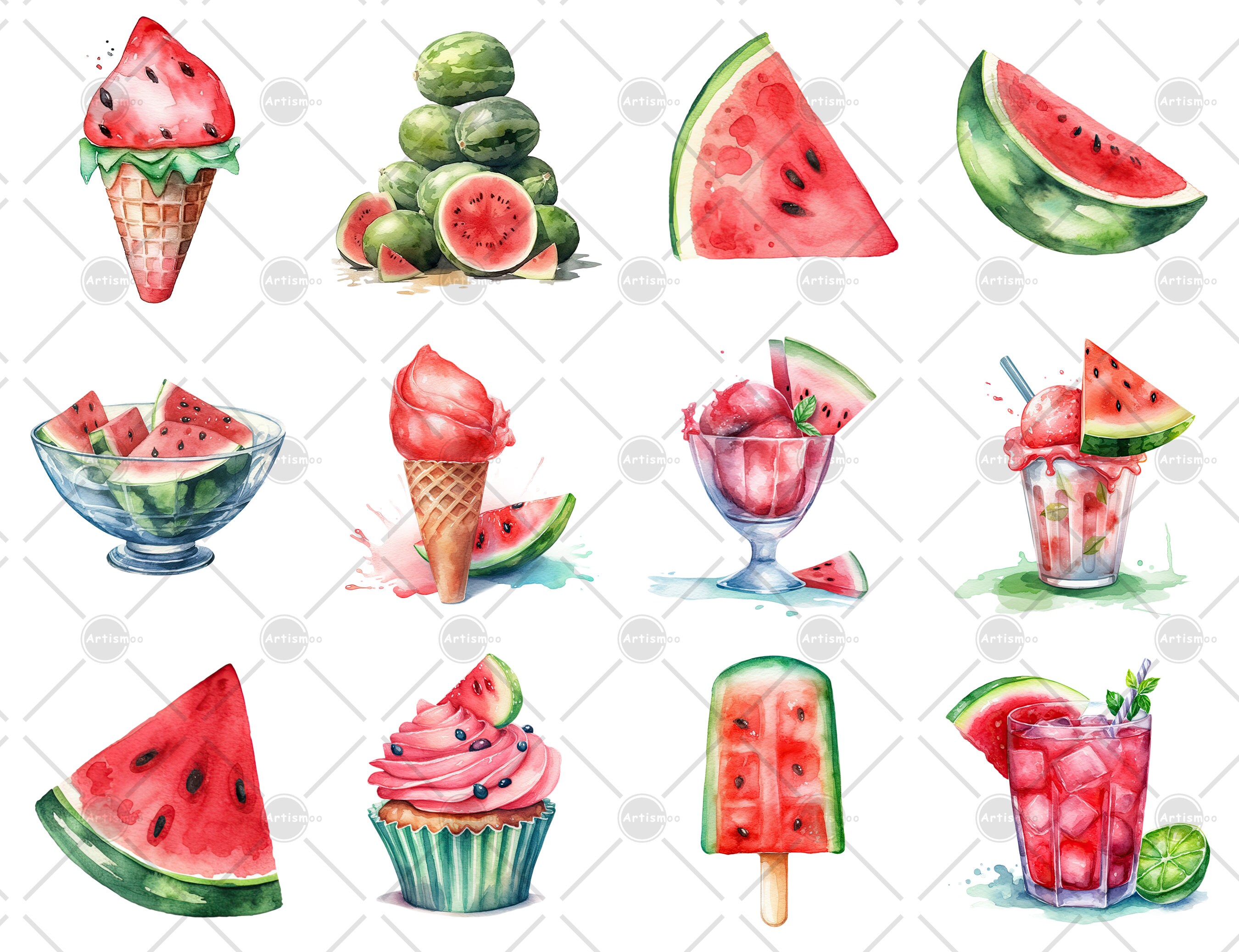 Watercolor Watermelon Clipart - PNG Format Transparent Background ...