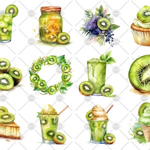 Watercolor Kiwi Clipart - PNG Format Transparent Background Instant ...