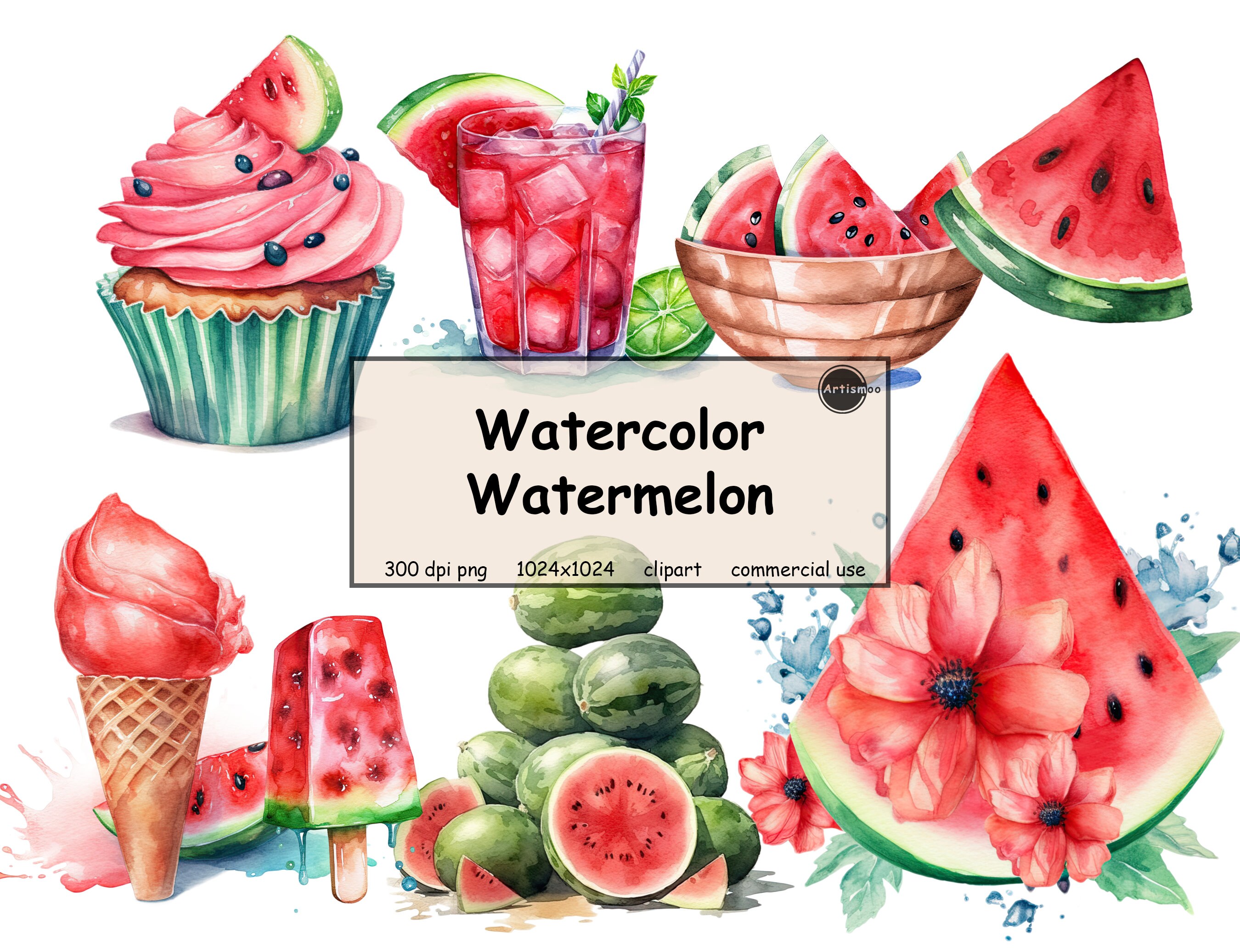 Watercolor Watermelon Clipart - PNG Format Transparent Background ...