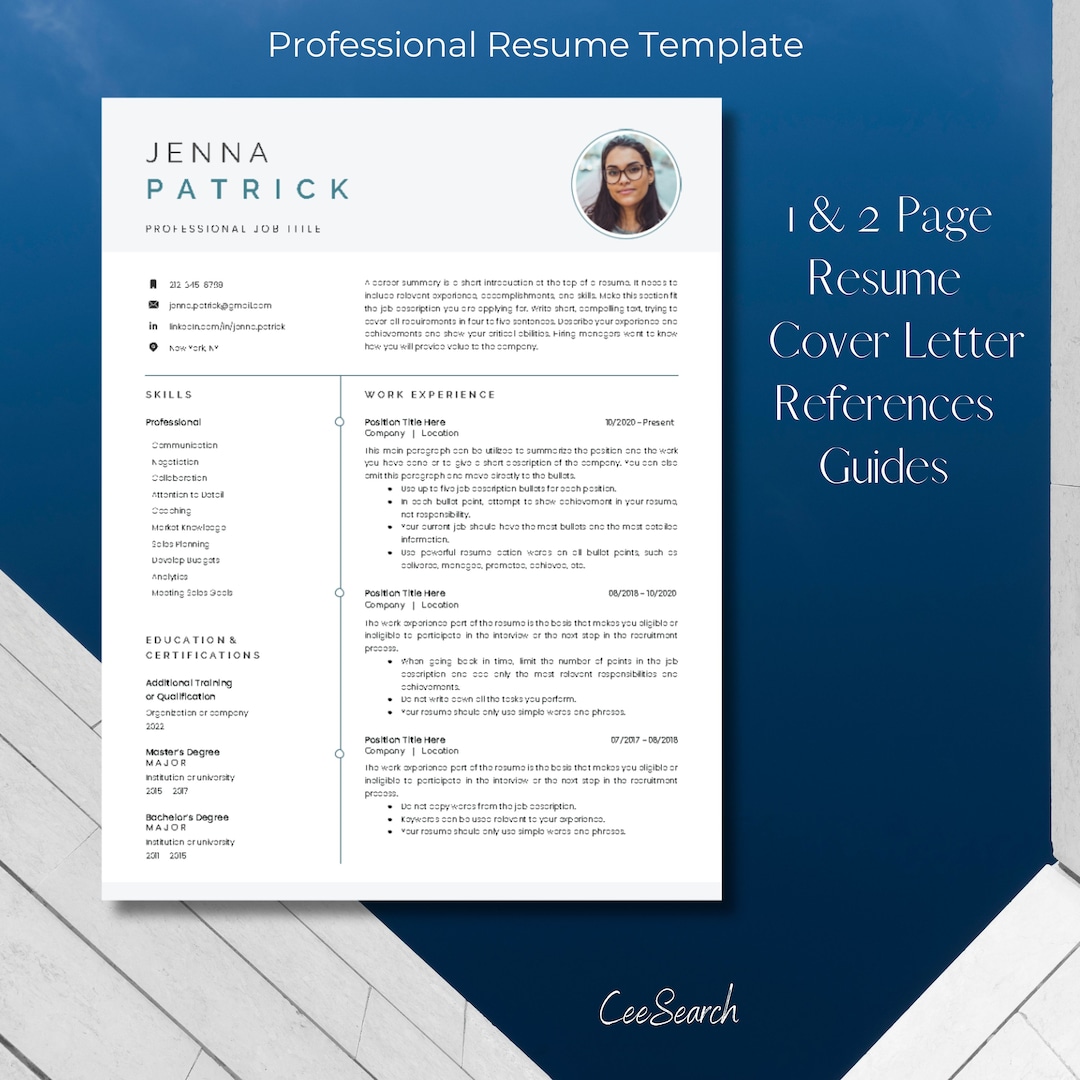 Modern Resume Template With Picture for Word/google Docs, 1-2 Pages ...